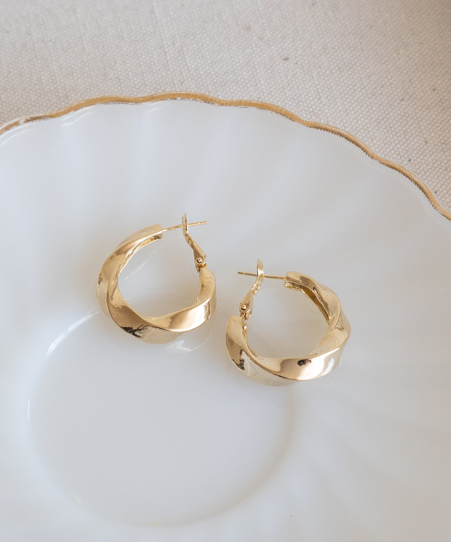Medium Gold-Plated Bold Twist Hoops | AALLYN.com